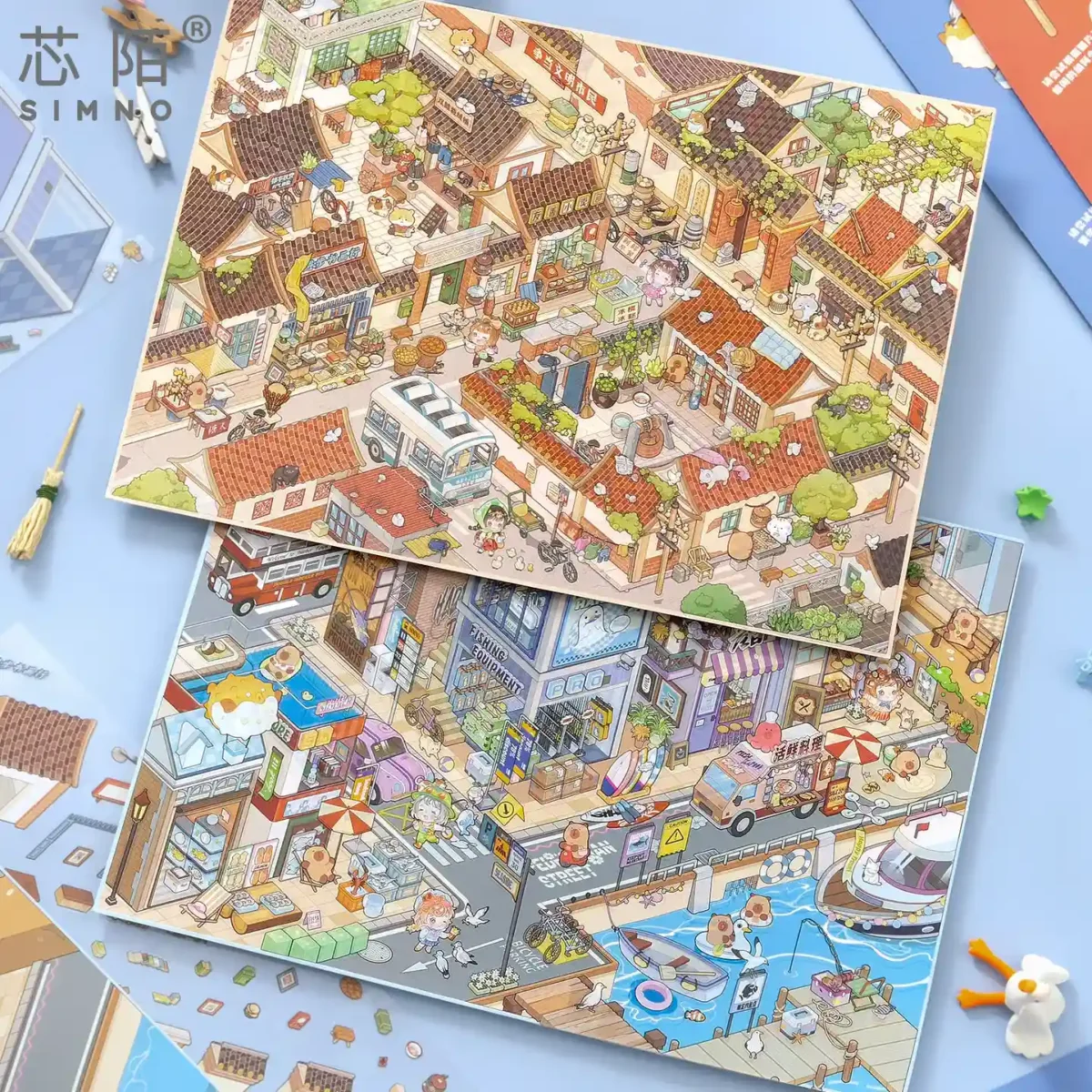 Harbor Town Scene Stickers | Harbor & Alleyway - ASMR Stickers | Scene ...